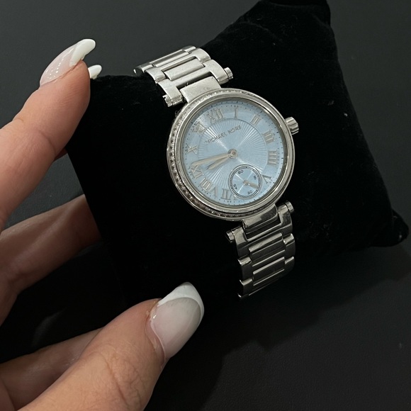 Michael Kors | Accessories | Michael Kors Silver Watch With Blue Face ...